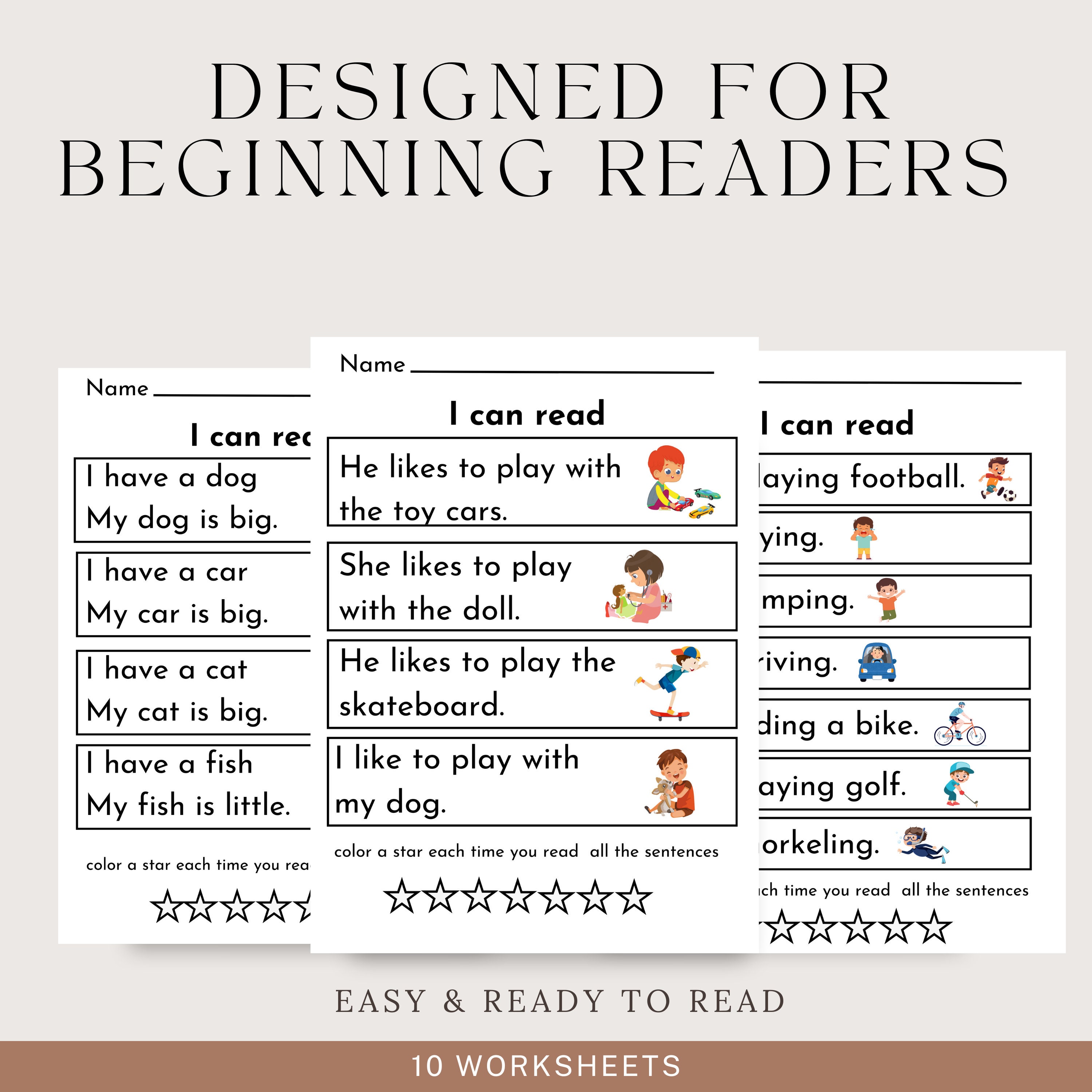 Printable Easy Reading Worksheet for Kids Fun and Educational Activity ...