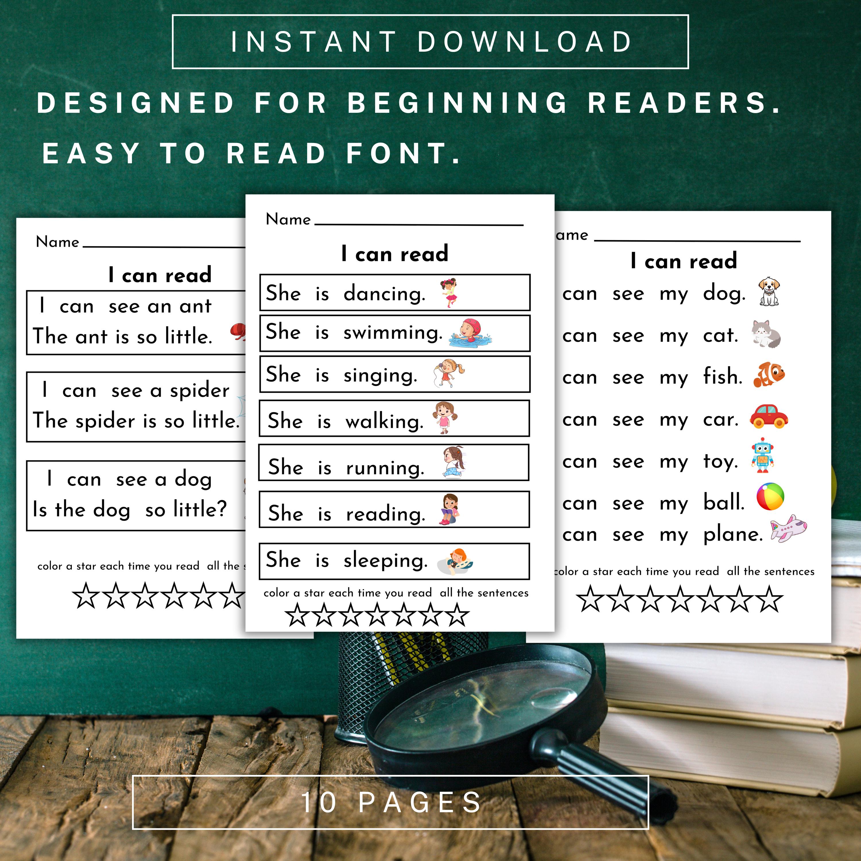 Printable Easy Reading Worksheet for Kids Fun and Educational Activity ...