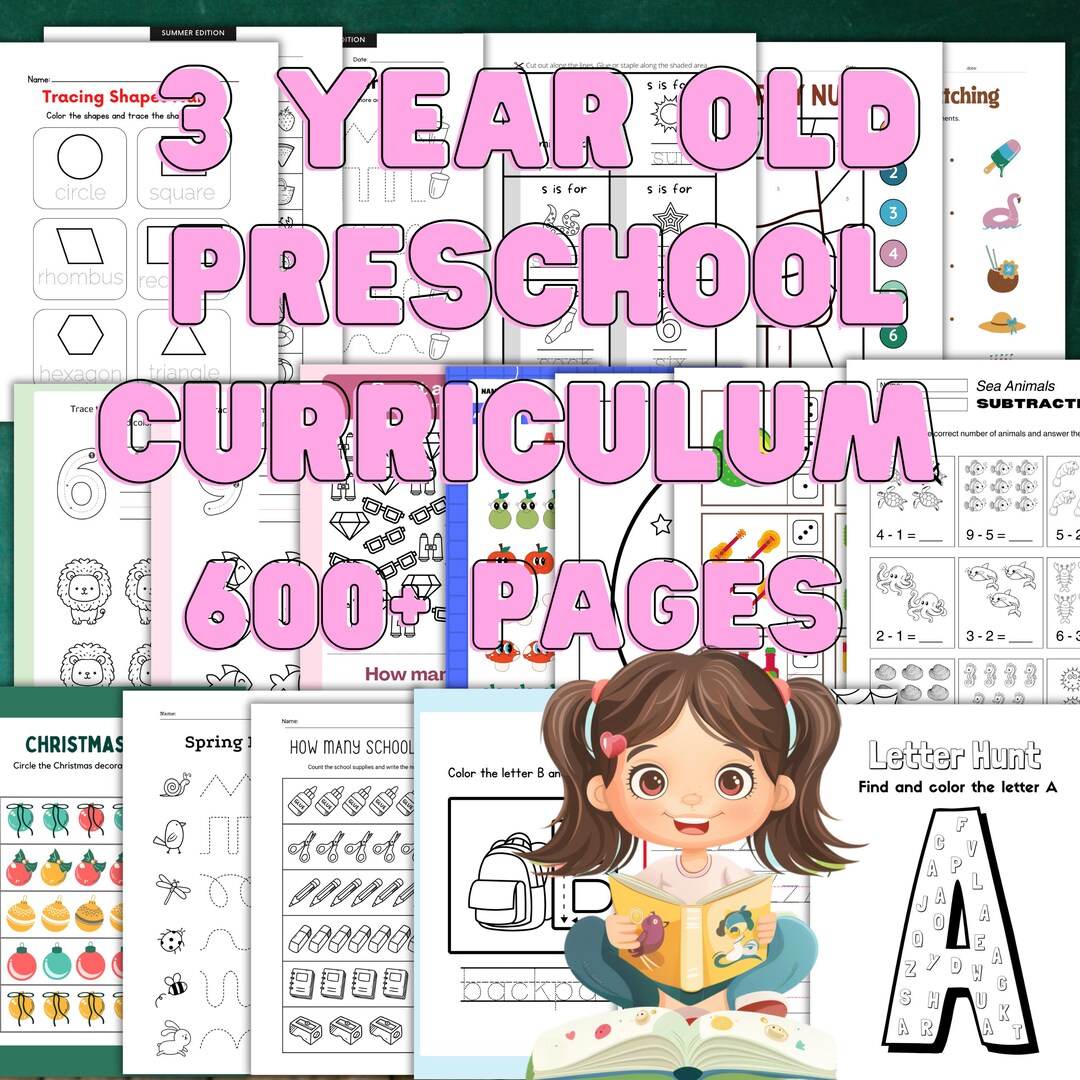 Full Year Pre-k Curriculum for Age Three 600 Pages of Preschool ...