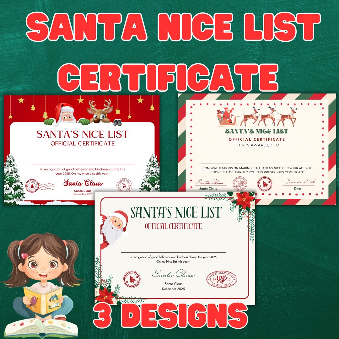 Santa Nice List Certificate Printable, Letter From Santa for Kids ...
