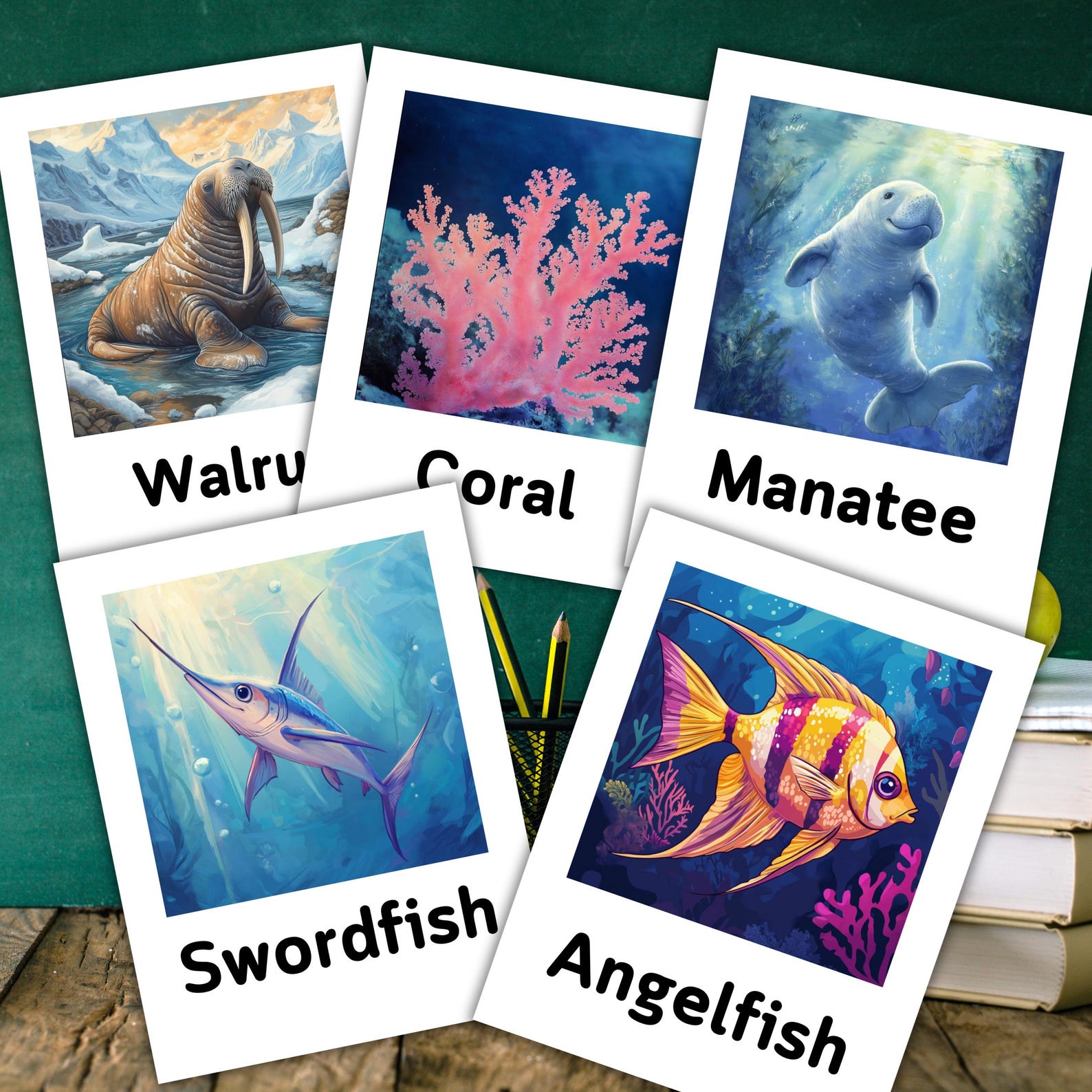 Ocean Animal Flashcards for Preschool | Montessori Homeschool PDF | Sea ...