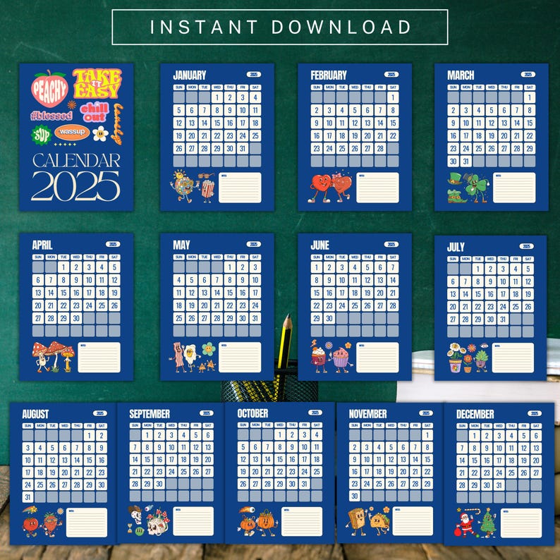 22025 Cute Calendar Printable for Kids | Monthly Planner & Homeschool ...