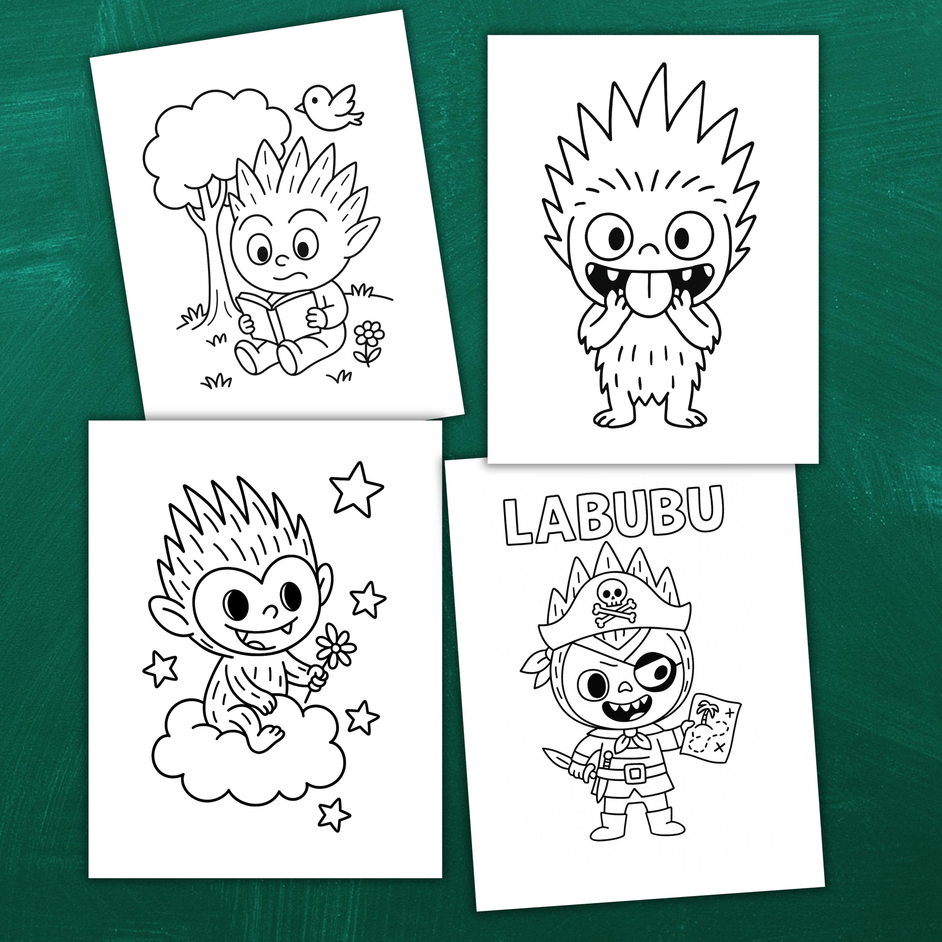 Labubu Coloring Book for Kids: 22 Printable Activity Pages (PDF ...