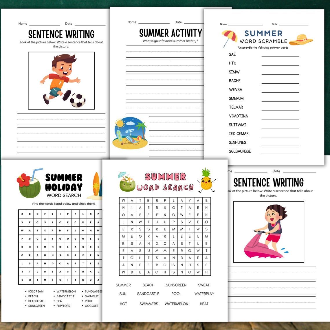 Summer Review Worksheets With FREE Summer Bucket List Craft –for Kids ...