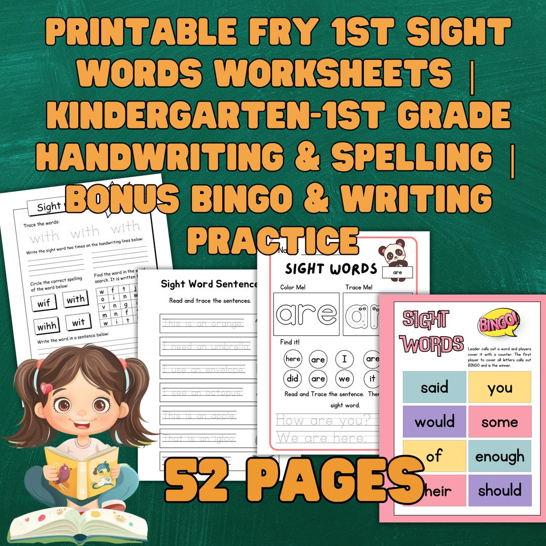 Fry Sight Words Worksheets: Kindergarten-1st Grade Handwriting Practice ...