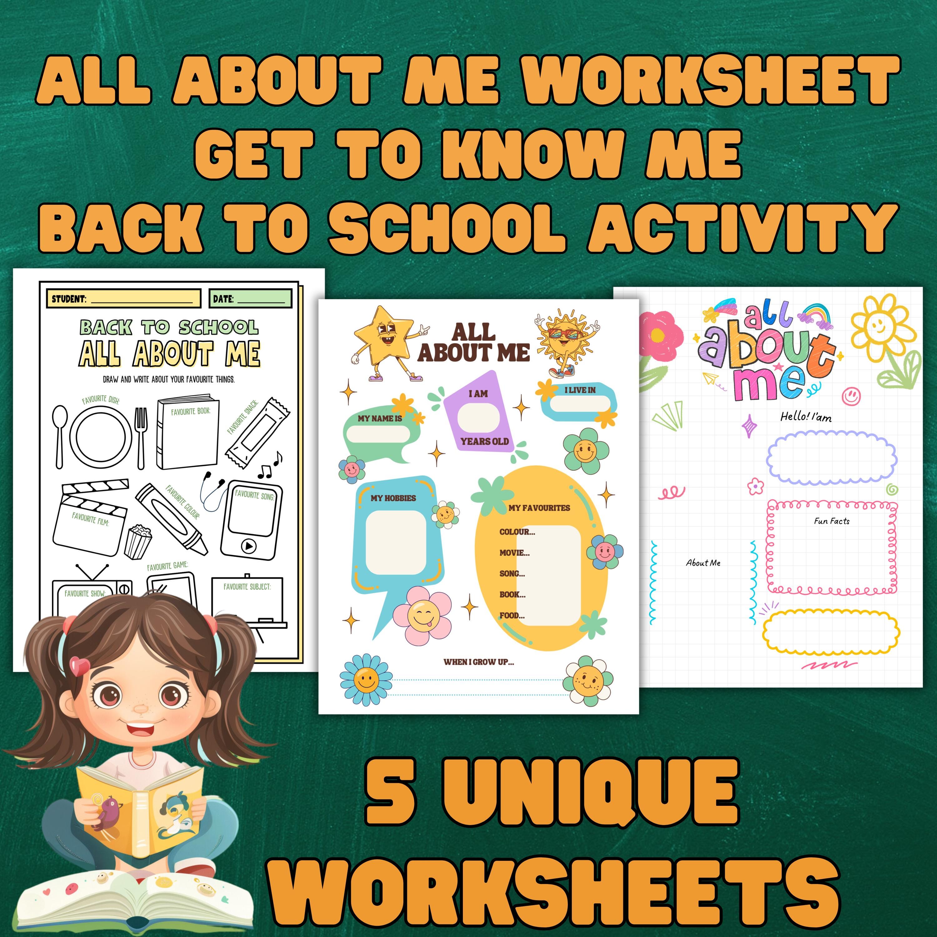All About Me Worksheet Printable – Back to School Activity PDF for ...