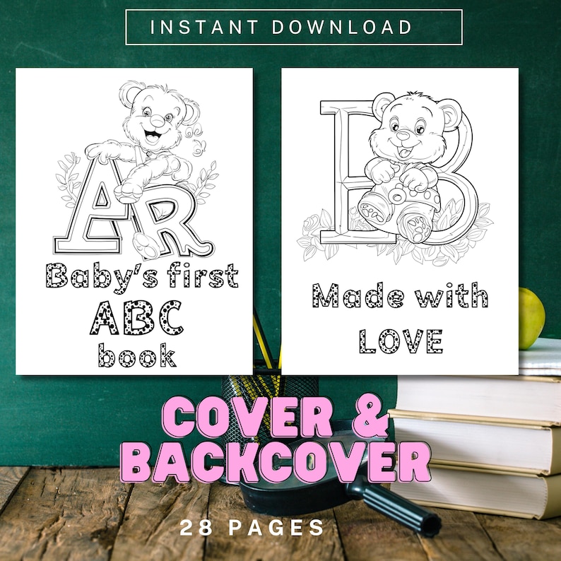 ABC Baby Shower Coloring Book | Baby's First Alphabet Book Bear-themed ...