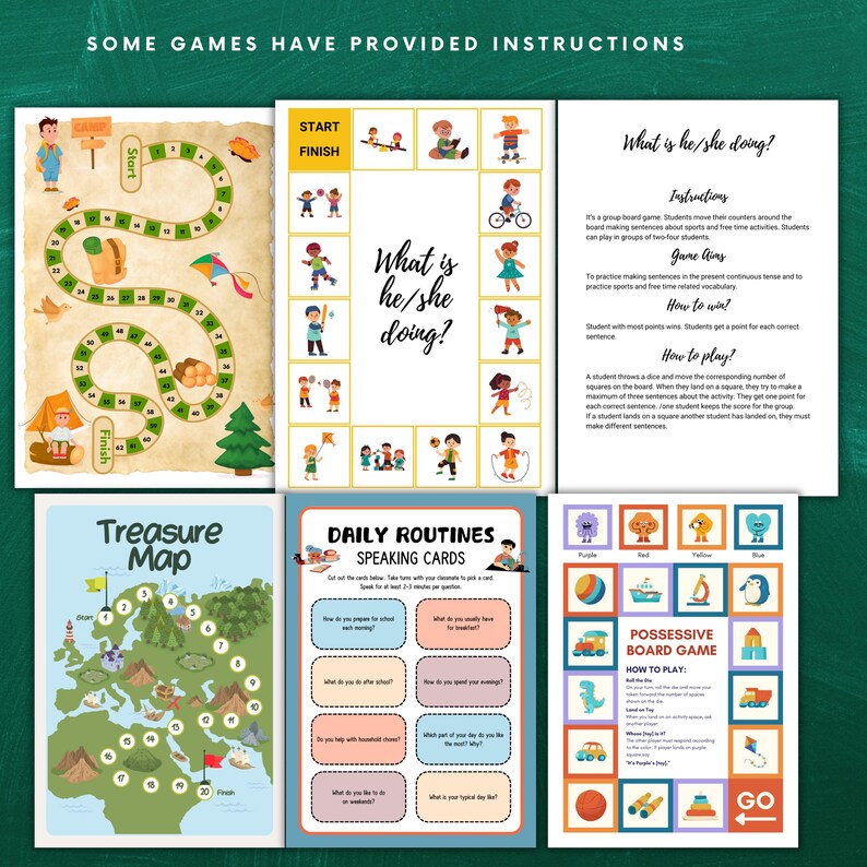 Printable Educational Board Games for Kids | 60 Pages A4 PDF | Fine ...