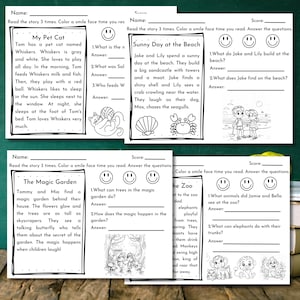 Reading Comprehension Worksheets Kindergarten | 15 Literacy Passages ...