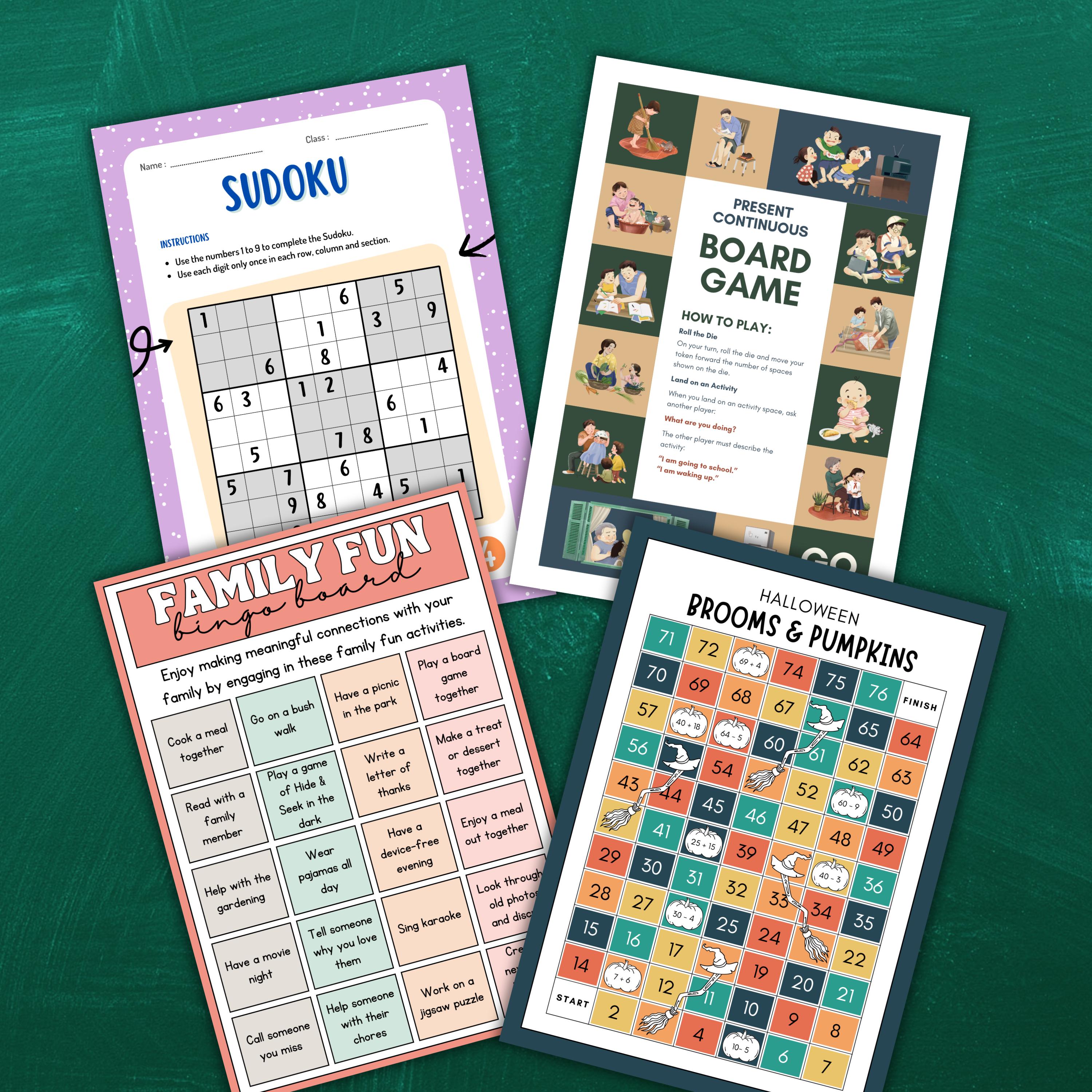 Printable Educational Board Games for Kids | 60 Pages A4 PDF | Fine ...
