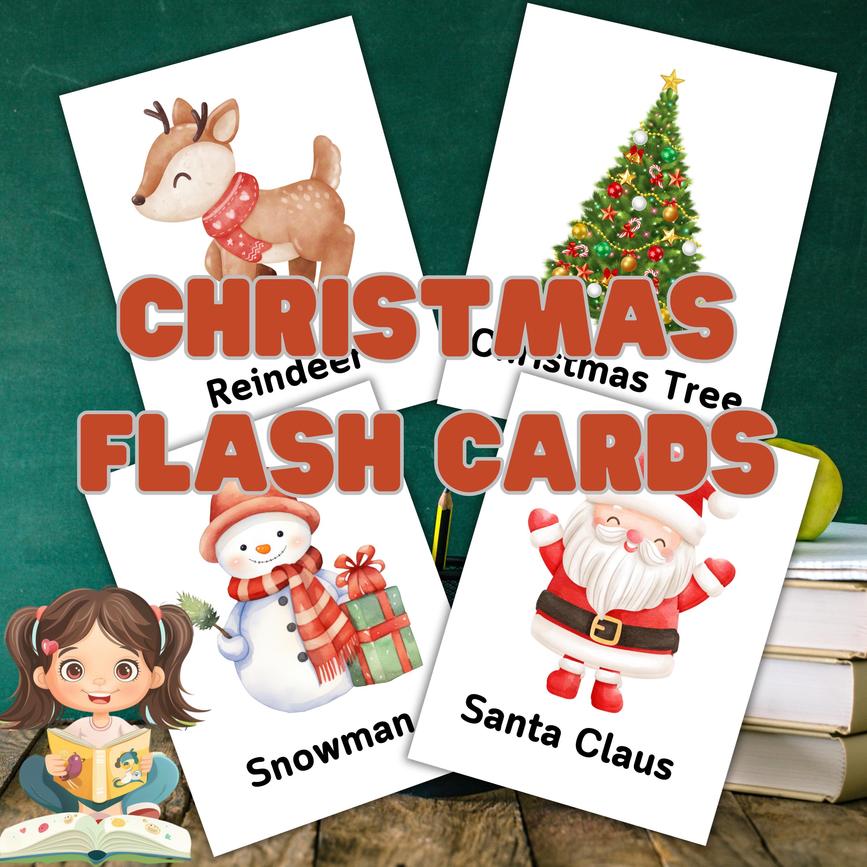 20 Christmas Flash Cards for Kids Montessori Toddlers Holiday Learning ...