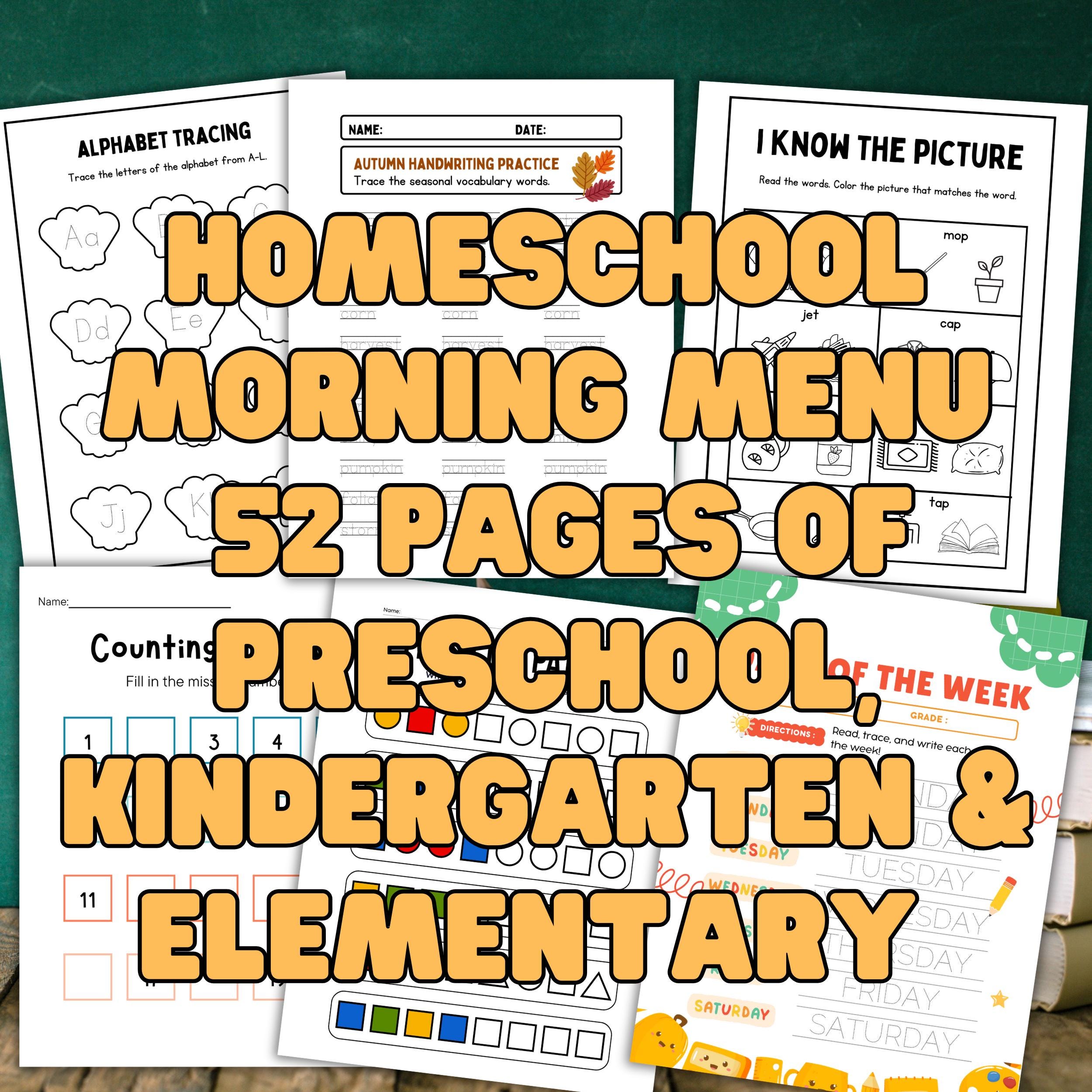 Homeschool Morning Menu Printable | Preschool & Kindergarten Morning ...