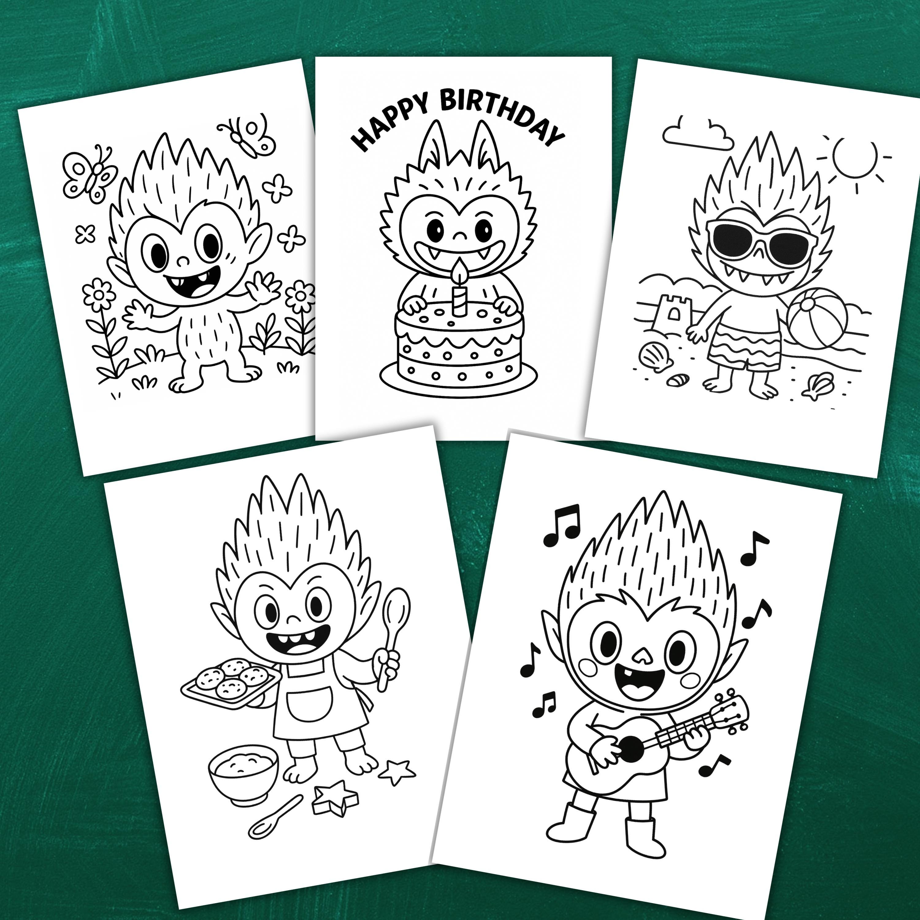 Labubu Coloring Book for Kids: 22 Printable Activity Pages (PDF ...