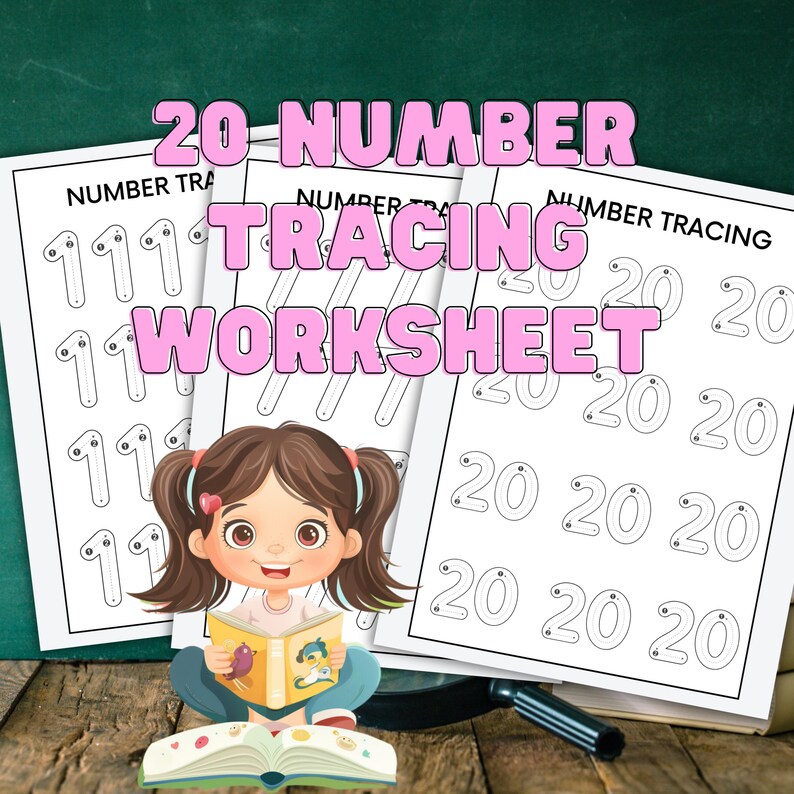 Number Tracing Worksheets 1-20: Preschool Math Printables (PDF) - Etsy