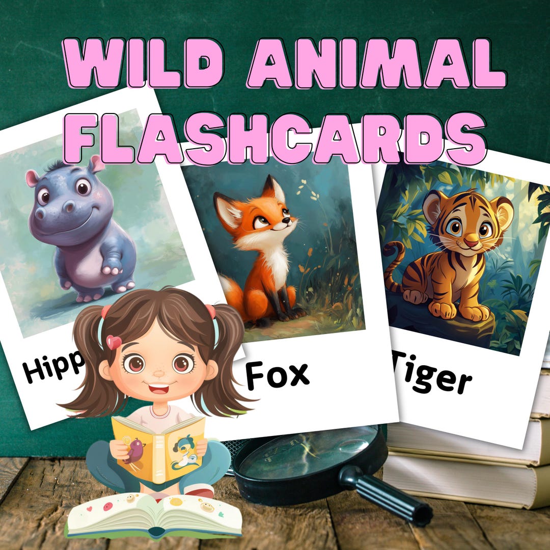 Flashcards animaux sauvages pour enfants | 20 cartes-mots de ...