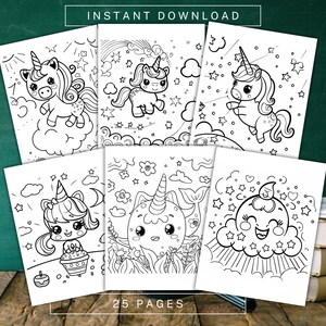 Unicorn Kawaii Coloring Pages for Kids – 25 Cute Printable Coloring ...