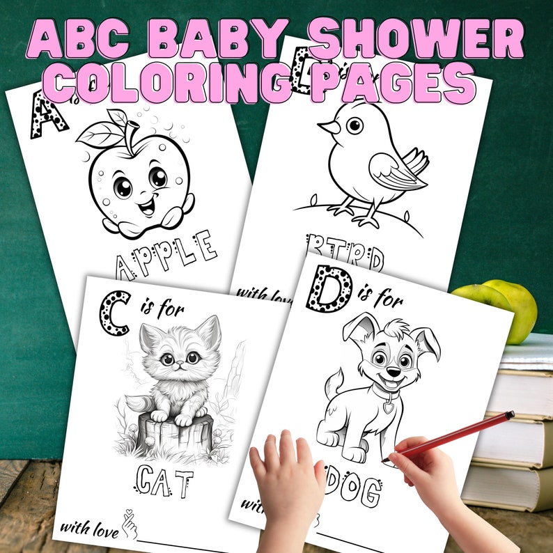 ABC Baby Shower Coloring Book | Baby's First Alphabet Book Bear-themed ...