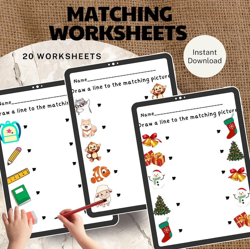 Matching Worksheets: Preschool & Kindergarten Activities (20 A4 Pages ...