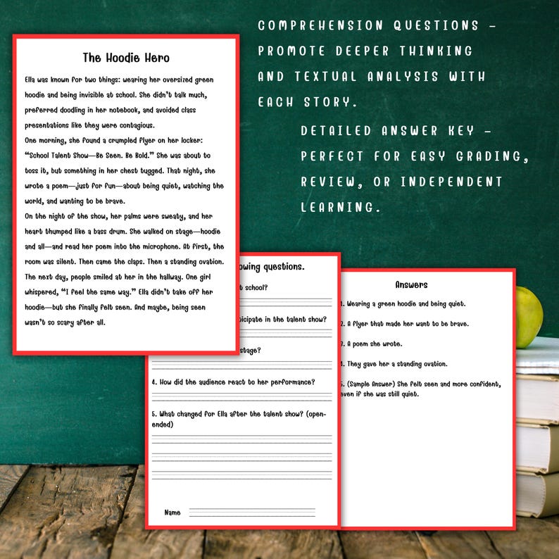 Middle School Reading Comprehension Worksheets | 7th 8th Grade Short ...