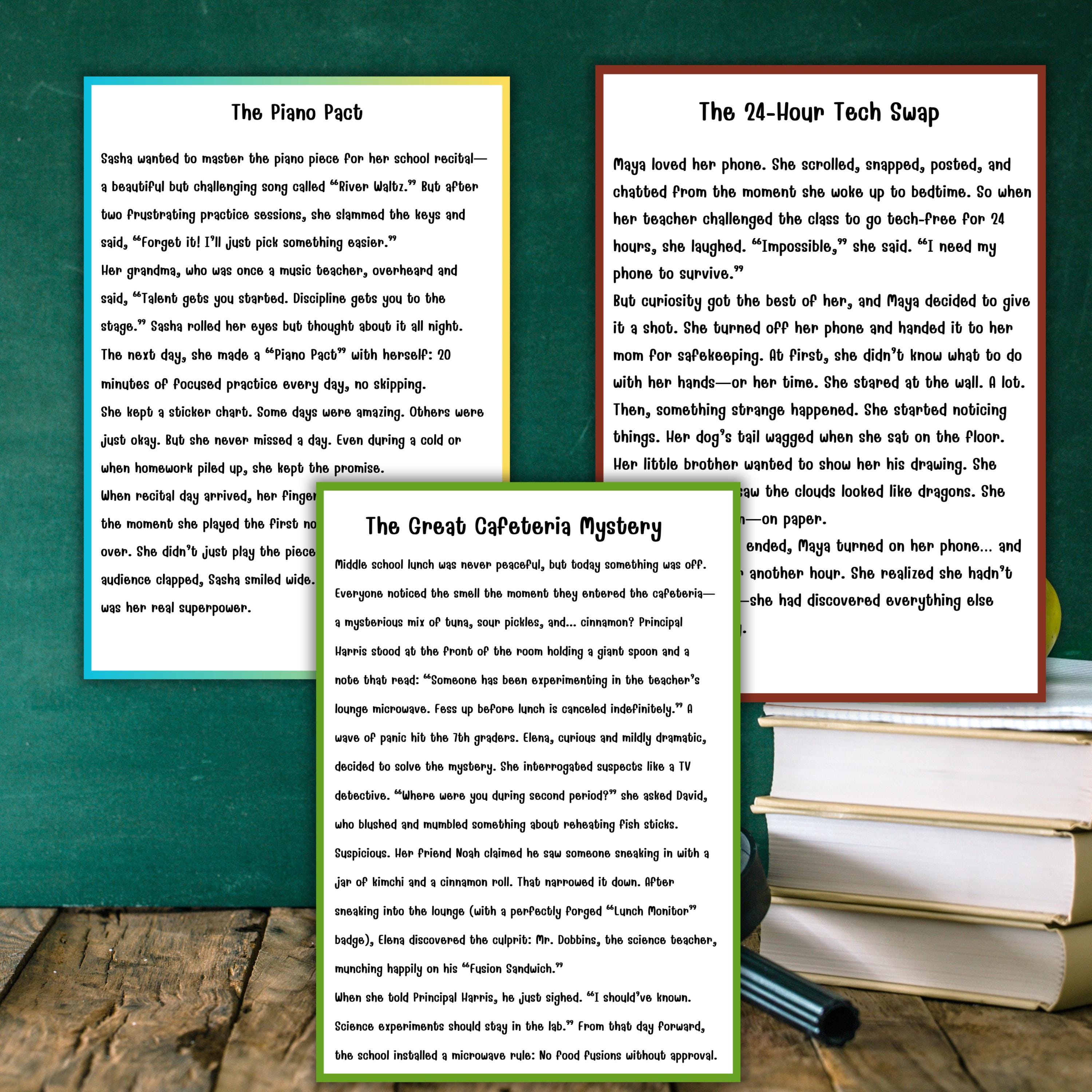 Middle School Reading Comprehension Worksheets | 7th 8th Grade Short ...