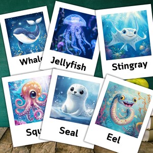 Ocean Animal Flashcards for Preschool | Montessori Homeschool PDF | Sea ...