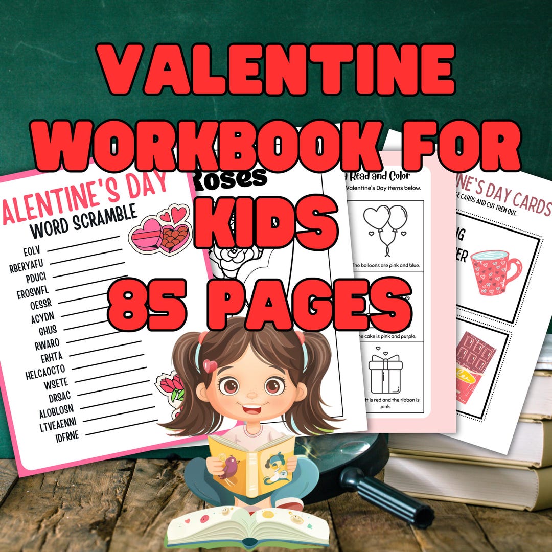 Valentine’s Day Activities for Kids Printable – 85 Page Workbook PDF ...