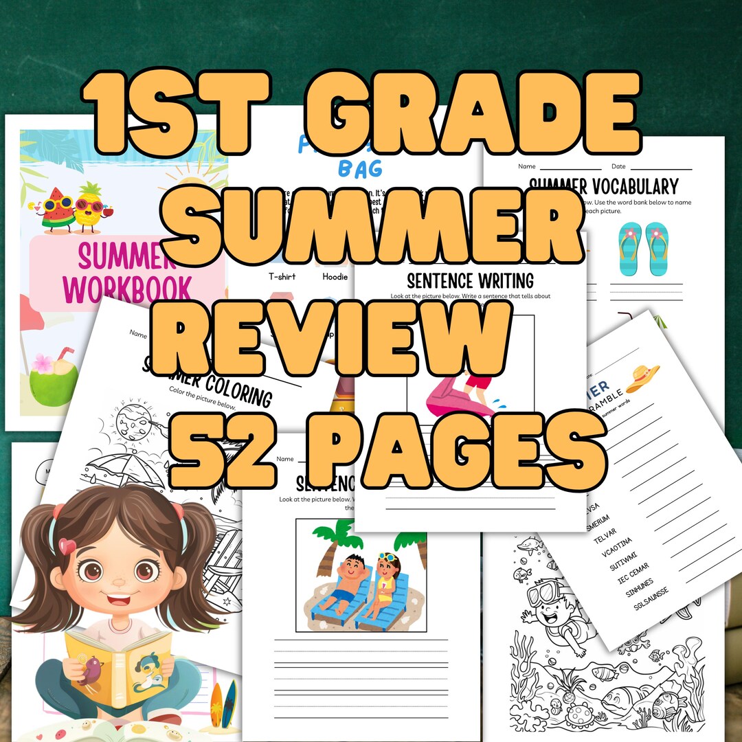 First Grade Summer Review Packet | 52 Pages Math Writing Phonics ...