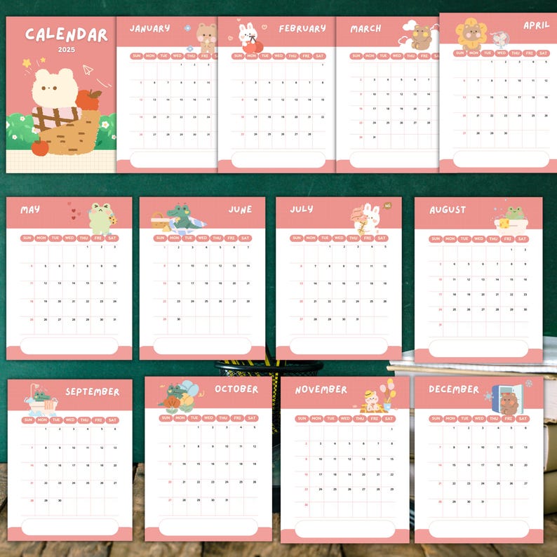 22025 Cute Calendar Printable for Kids | Monthly Planner & Homeschool ...