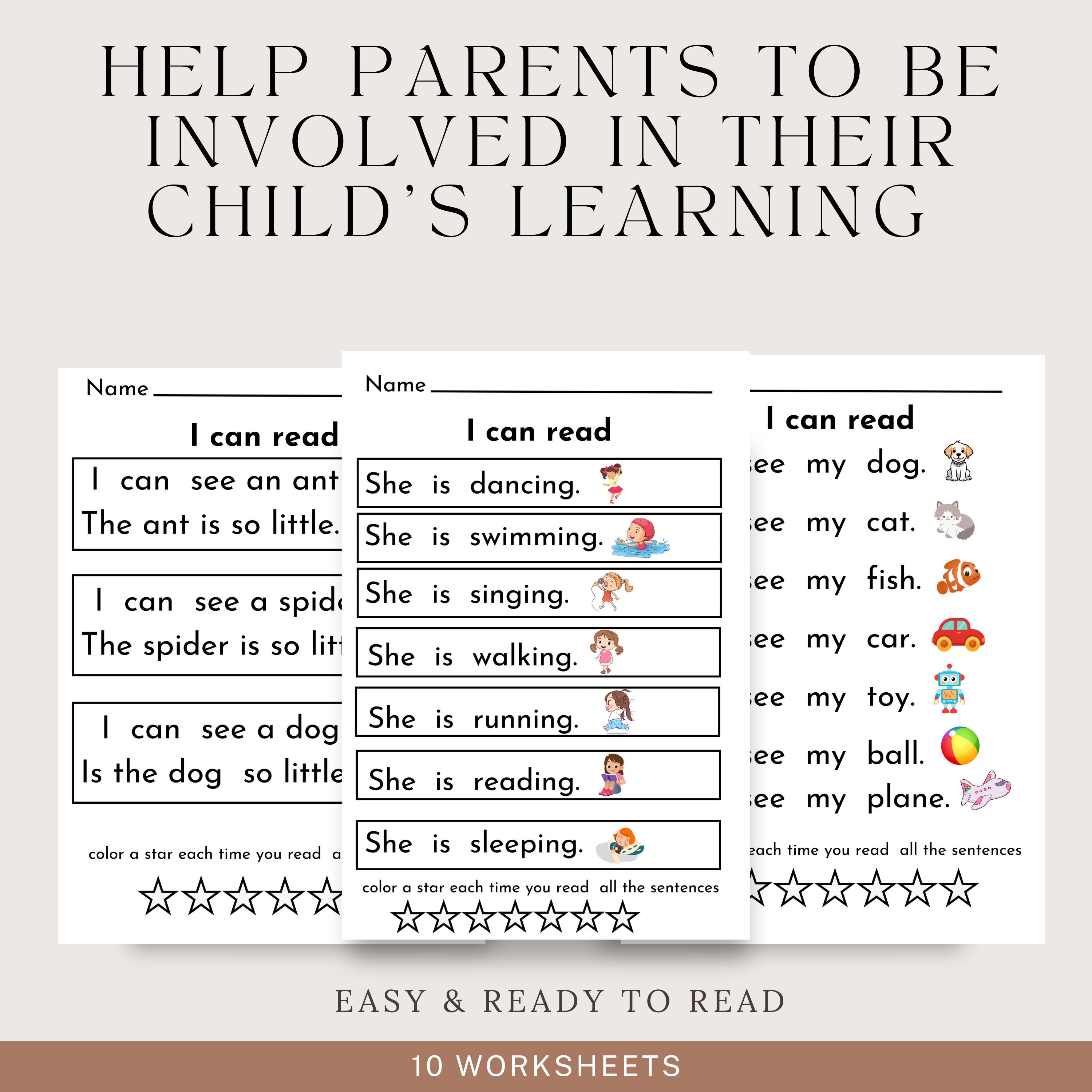 Printable Easy Reading Worksheet for Kids Fun and Educational Activity ...