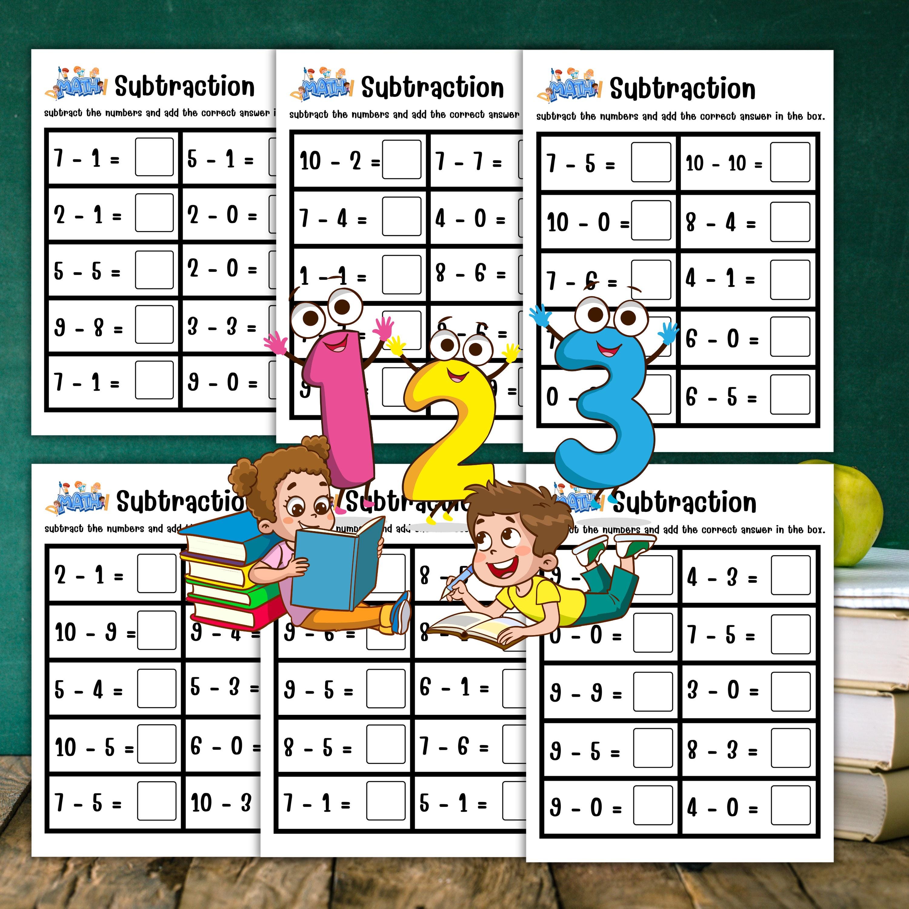 20 Printable Subtraction Fill-in-the-blanks Worksheets – Math Practice ...