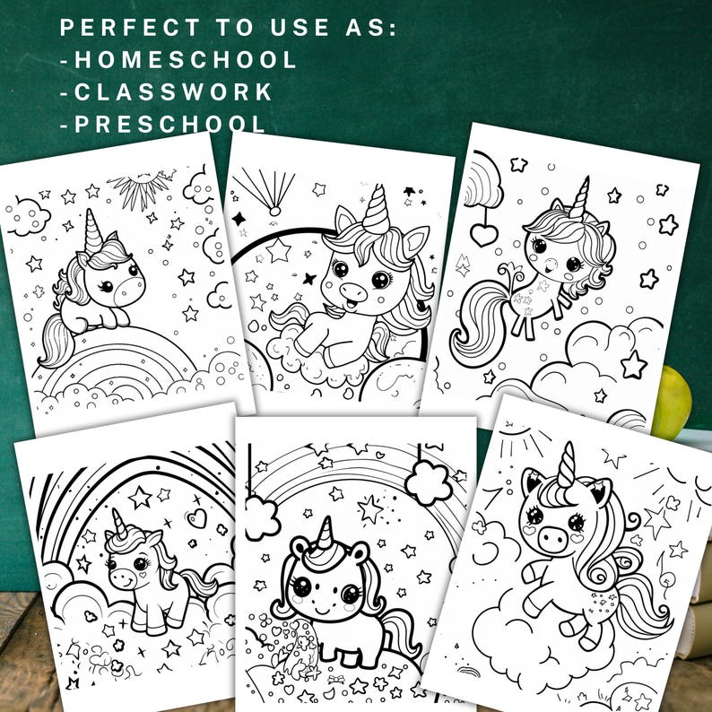 Unicorn Kawaii Coloring Pages for Kids – 25 Cute Printable Coloring ...