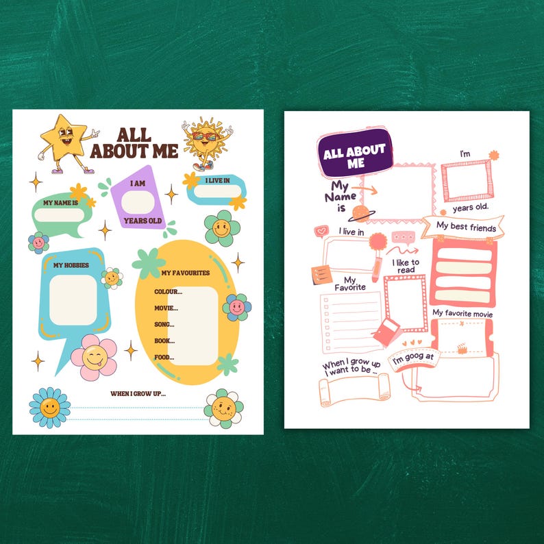 All About Me Worksheet Printable – Back to School Activity PDF for ...