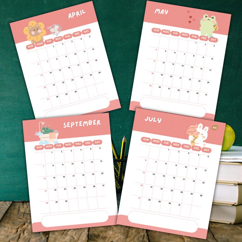 22025 Cute Calendar Printable for Kids | Monthly Planner & Homeschool ...
