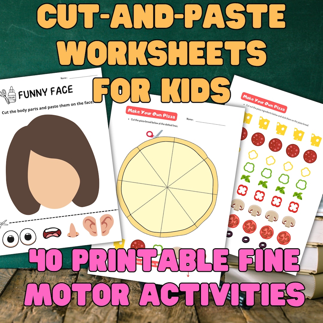 Cut & Paste Worksheets for Kids | 40 Fine Motor Activities | Preschool ...