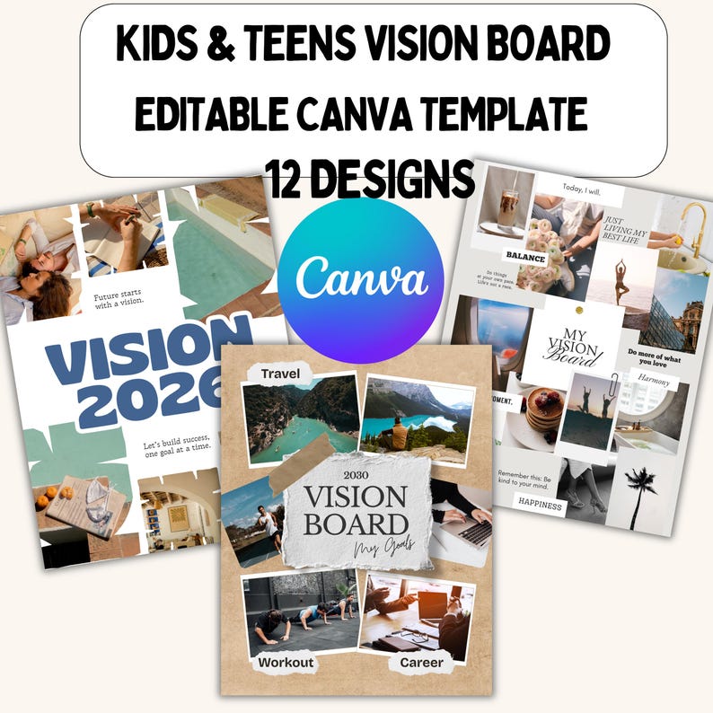 Kids Vision Board Printable Teens Vision Board Boys Girls Vision Board ...