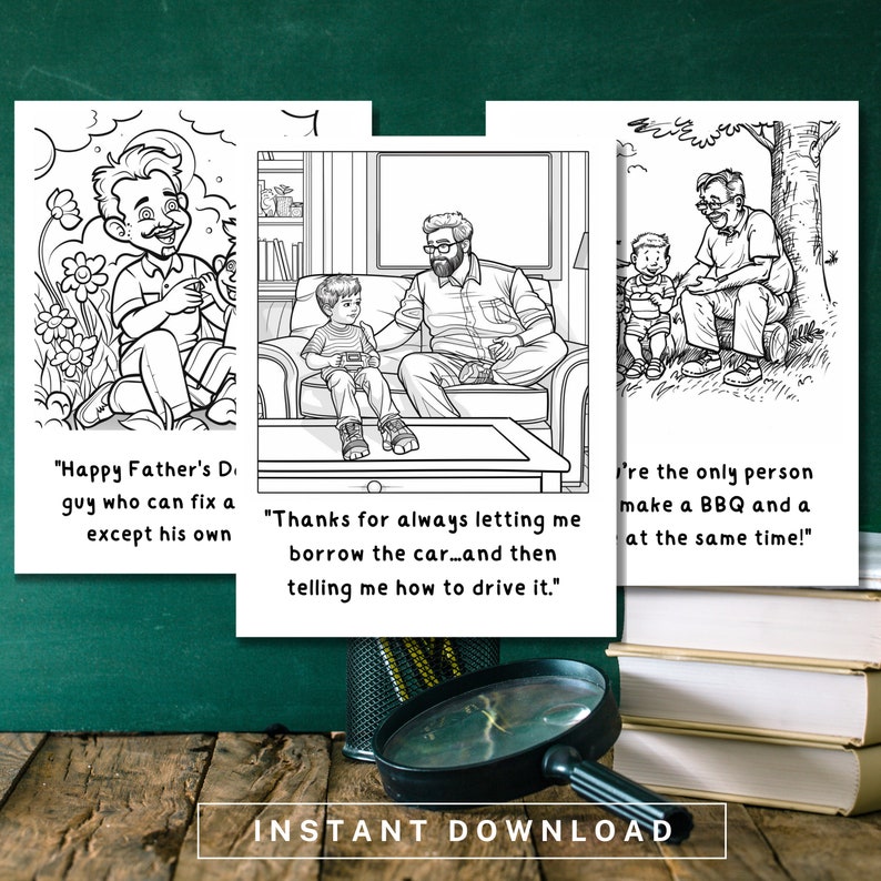 Father’s Day Coloring Pages Printable, Funny Kids Activity Sheets PDF ...
