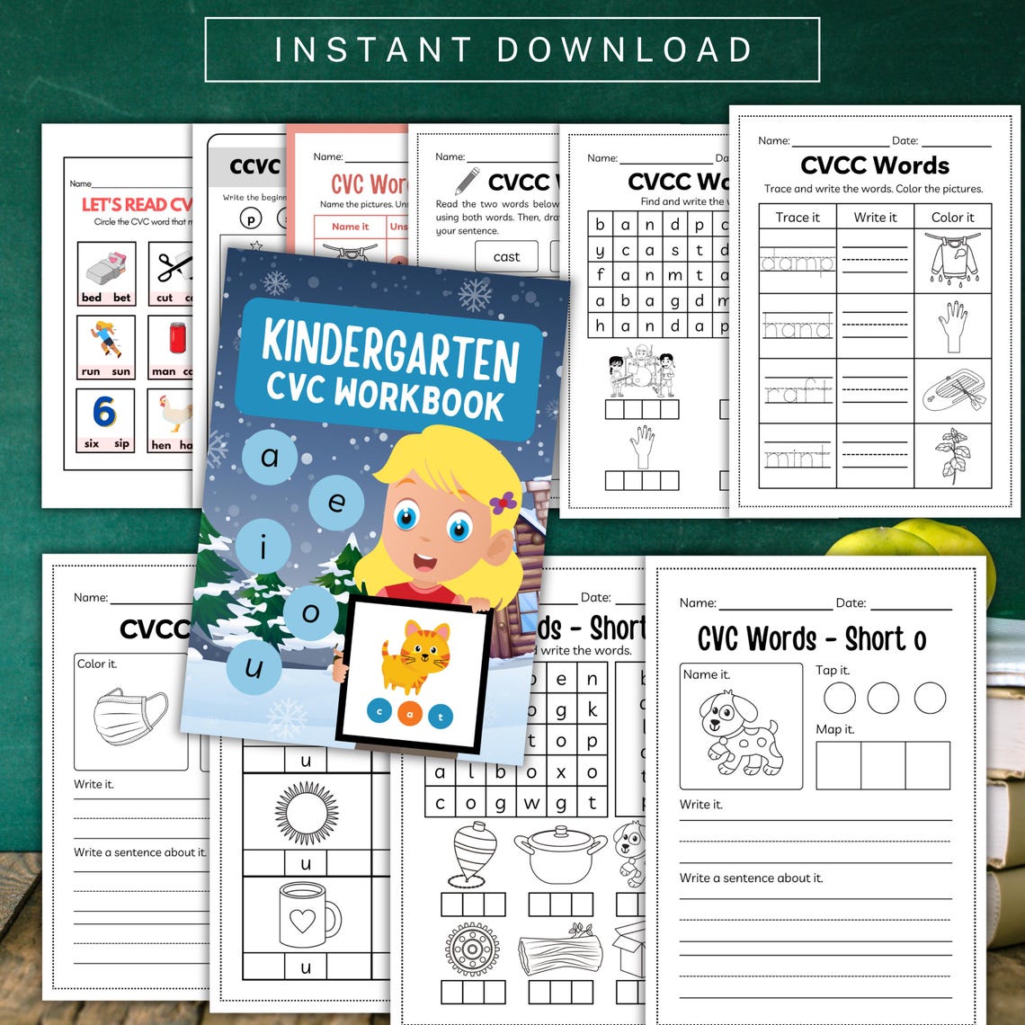 Kindergarten CVC Workbook Printable – 140 Phonics Activities PDF for ...