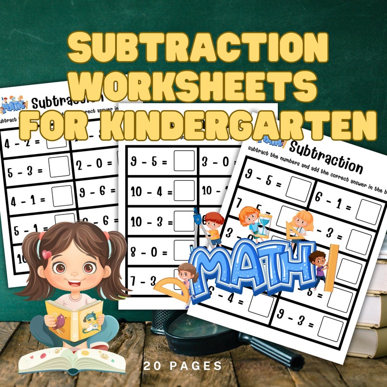 20 Printable Subtraction Fill-in-the-blanks Worksheets – Math Practice ...
