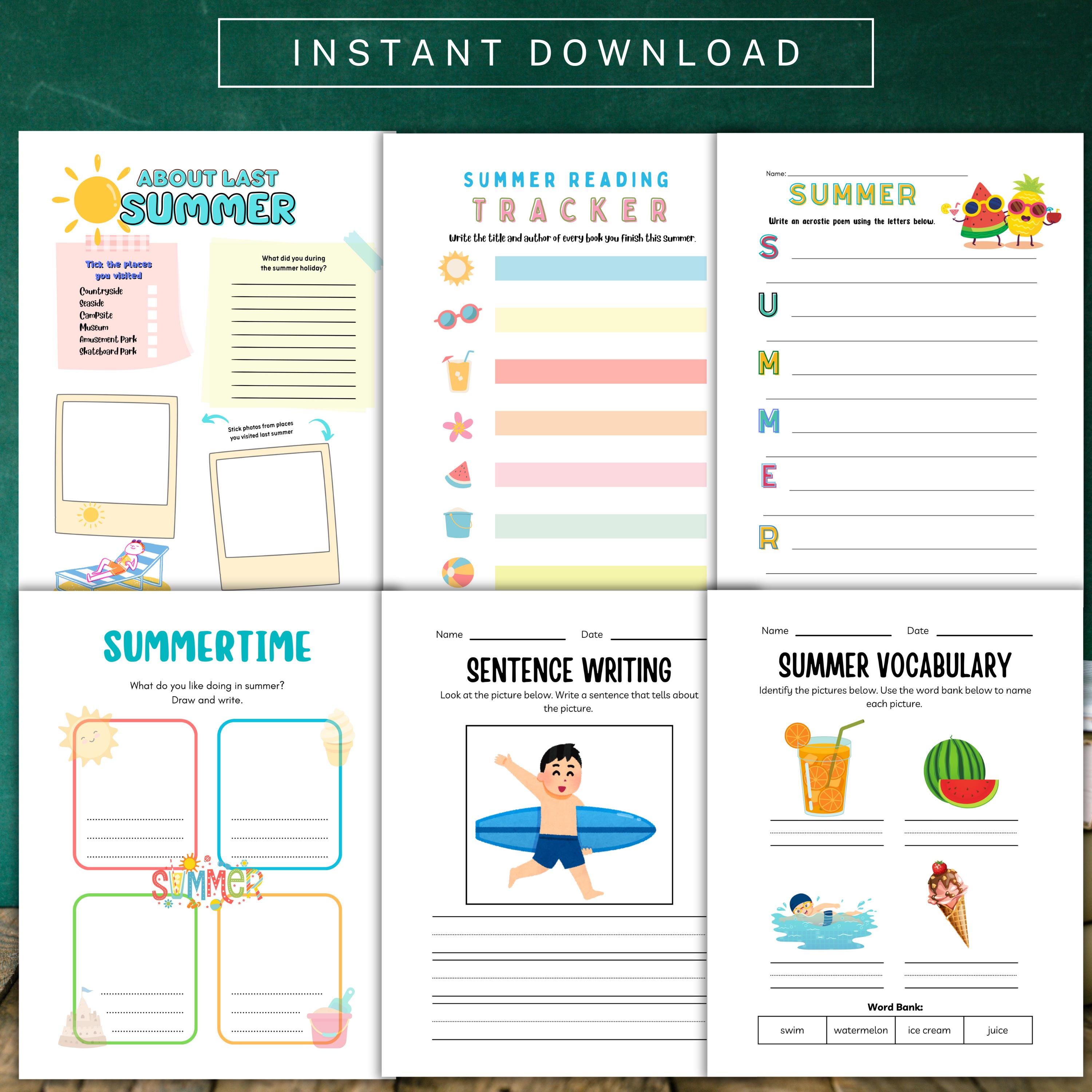 Summer Review Worksheets With FREE Summer Bucket List Craft –for Kids ...