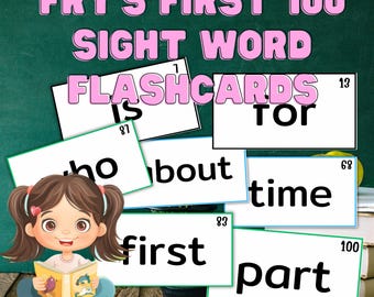 100 Printable Fry's First Hundred Sight Word Flashcards Kindergarten ...
