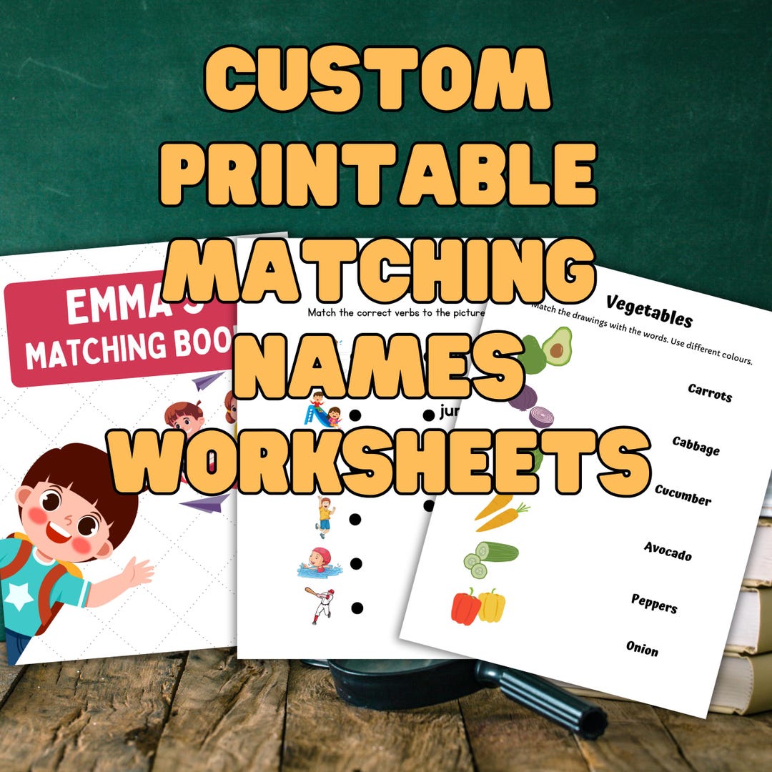 Custom Name Matching Worksheet: 30 Printable Vocabulary Activities (PDF ...