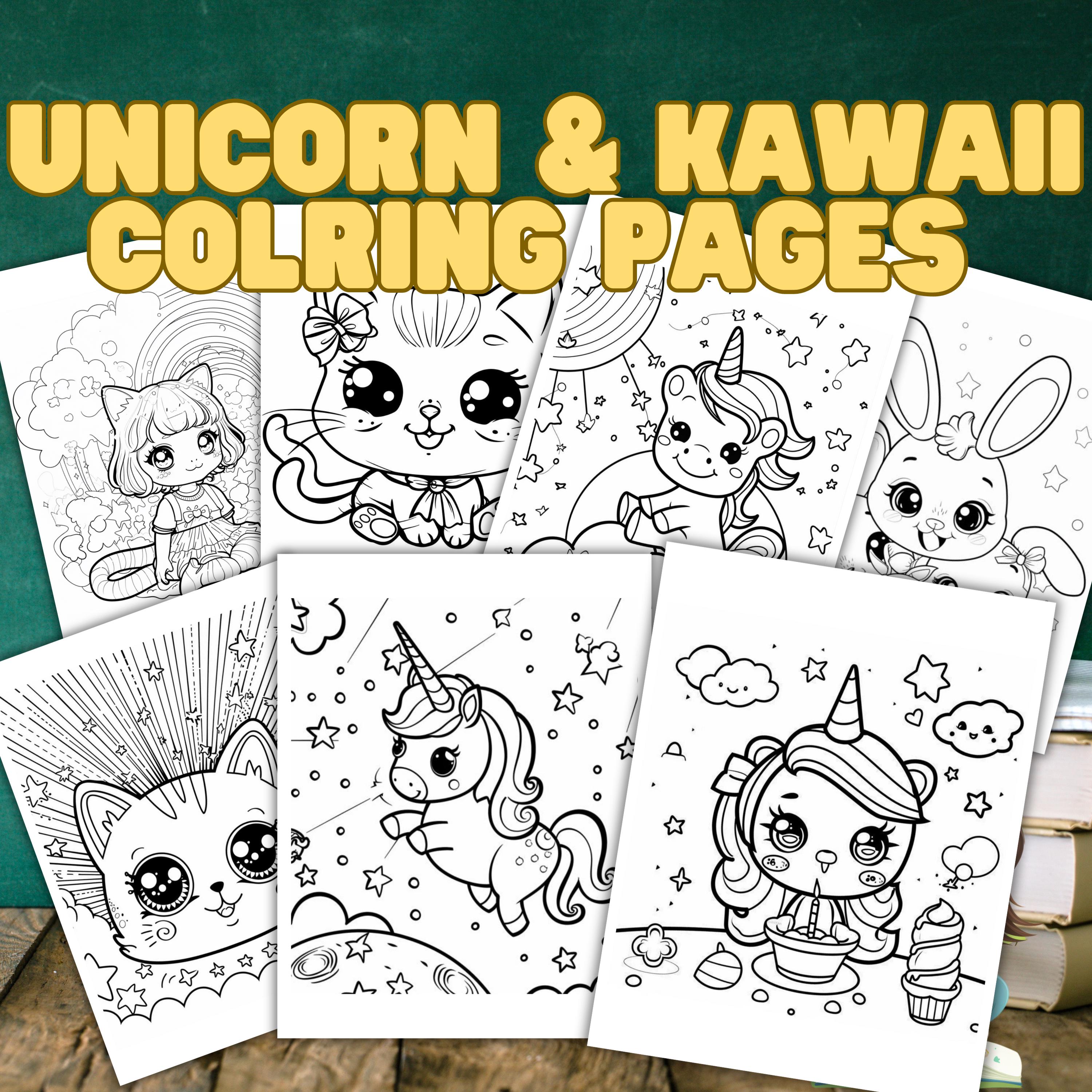 Unicorn Kawaii Coloring Pages for Kids – 25 Cute Printable Coloring ...