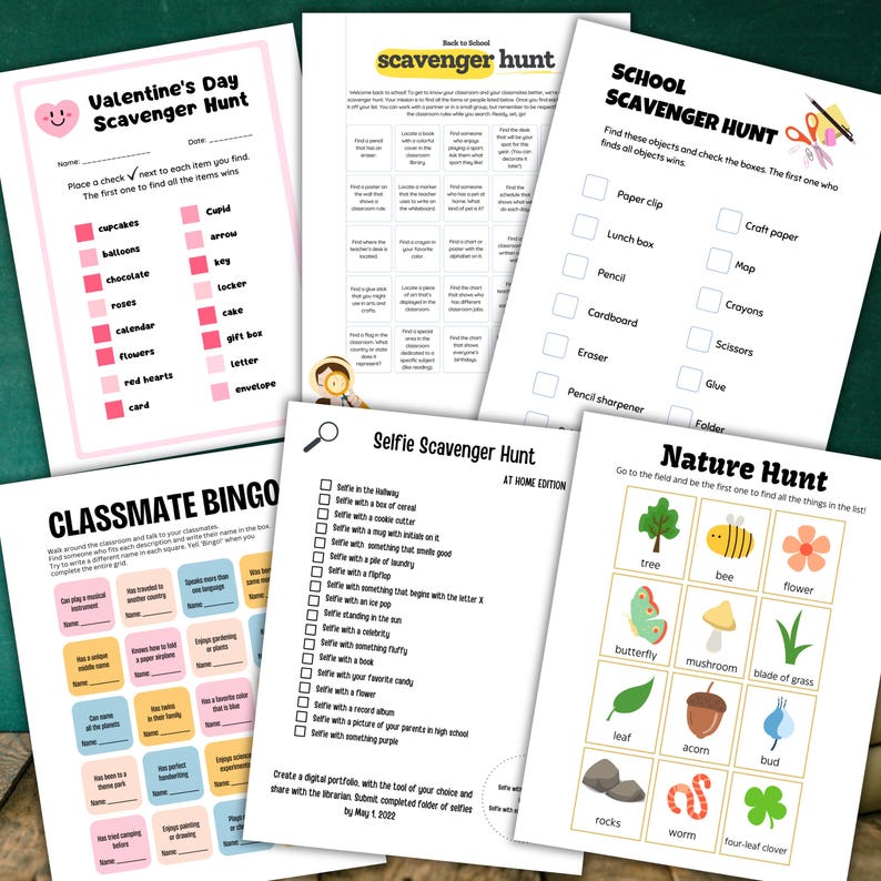 Kids Scavenger Hunt PDF | 30 Printable Outdoor, Indoor & Classroom ...
