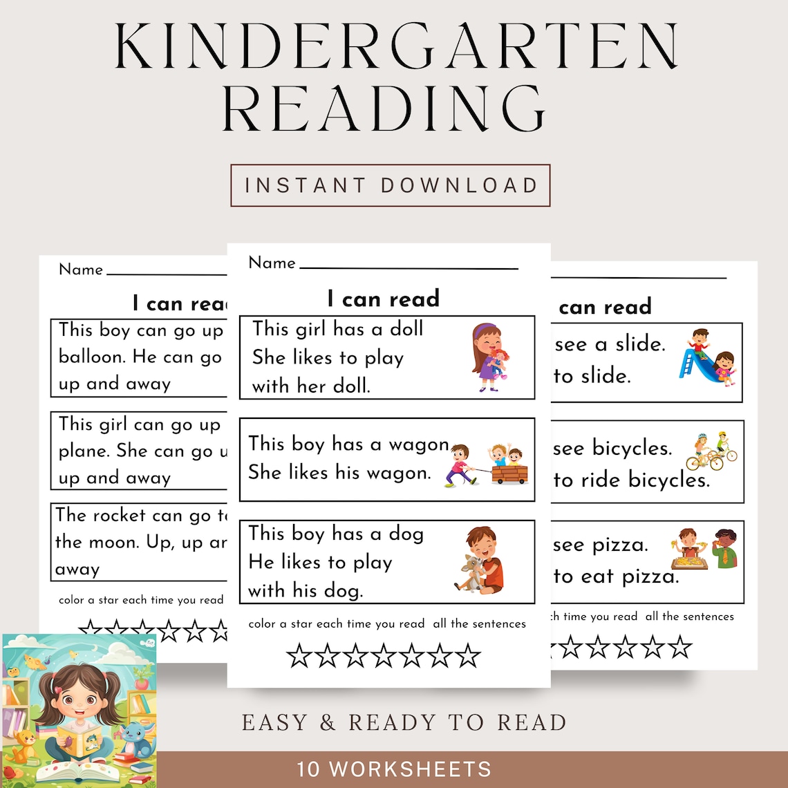 Printable Easy Reading Worksheet for Kids Fun and Educational Activity ...