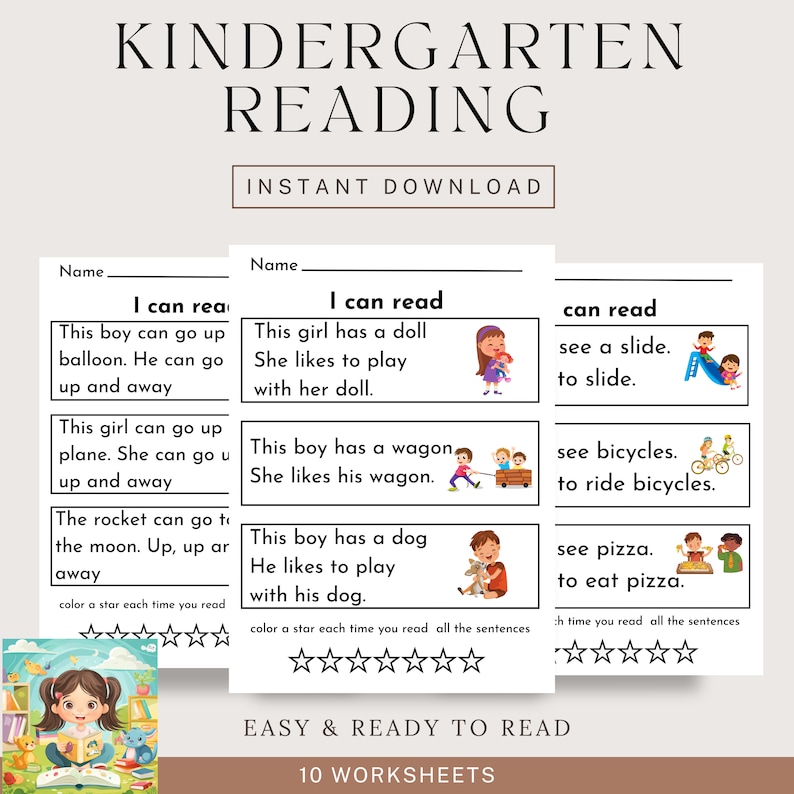 Printable Easy Reading Worksheet for Kids Fun and Educational Activity ...