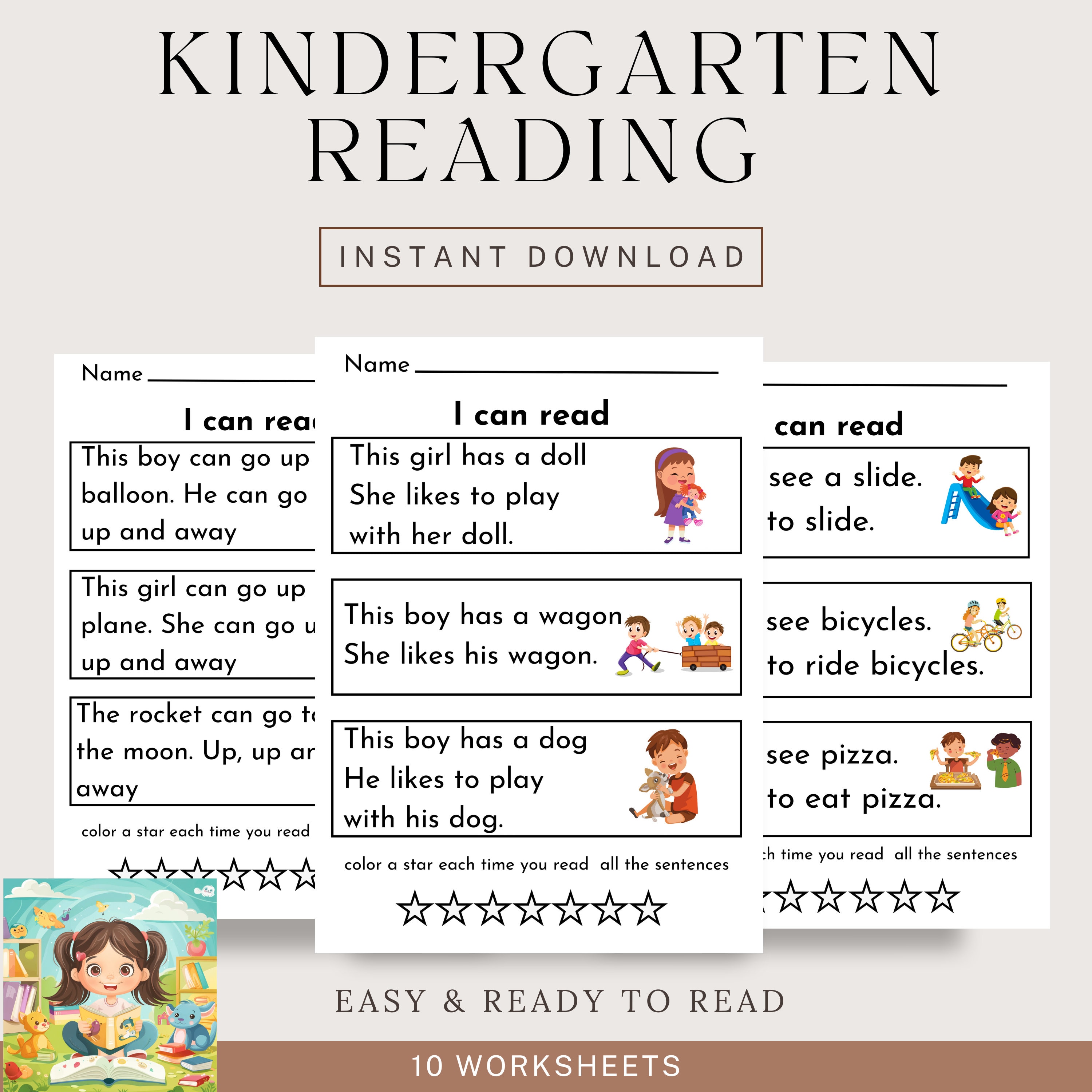 Printable Easy Reading Worksheet for Kids Fun and Educational Activity ...