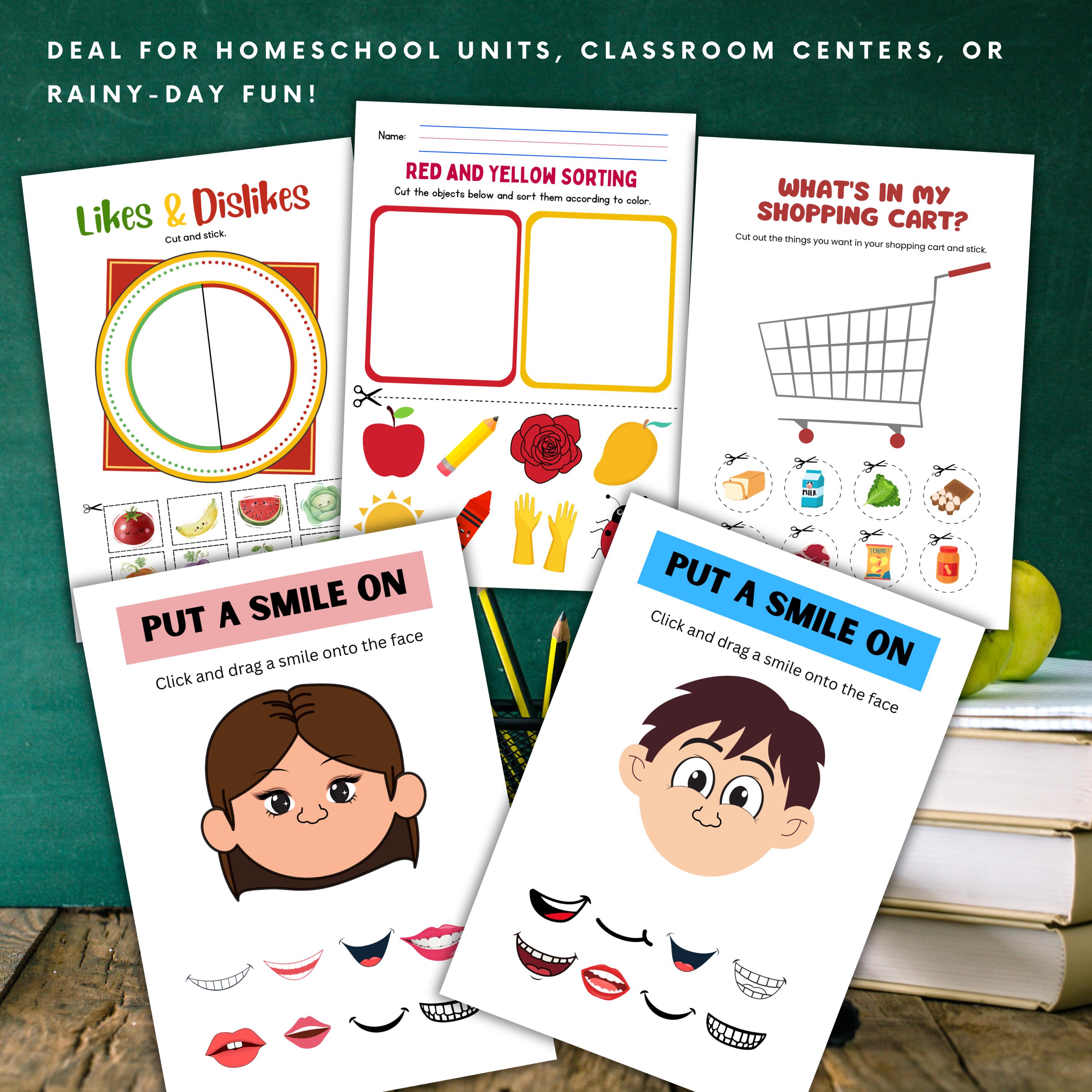 Cut & Paste Worksheets for Kids | 40 Fine Motor Activities | Preschool ...