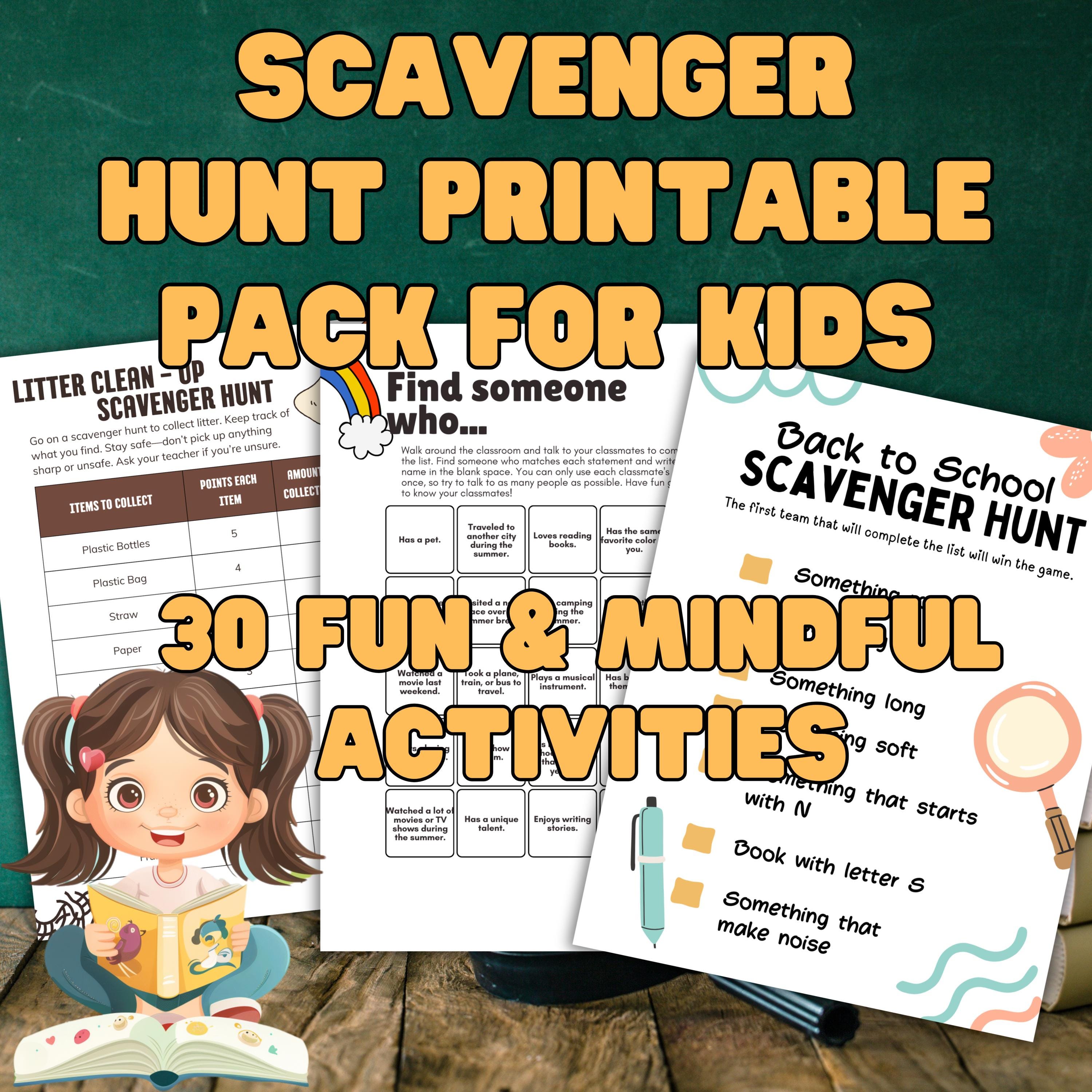 Kids Scavenger Hunt PDF | 30 Printable Outdoor, Indoor & Classroom ...