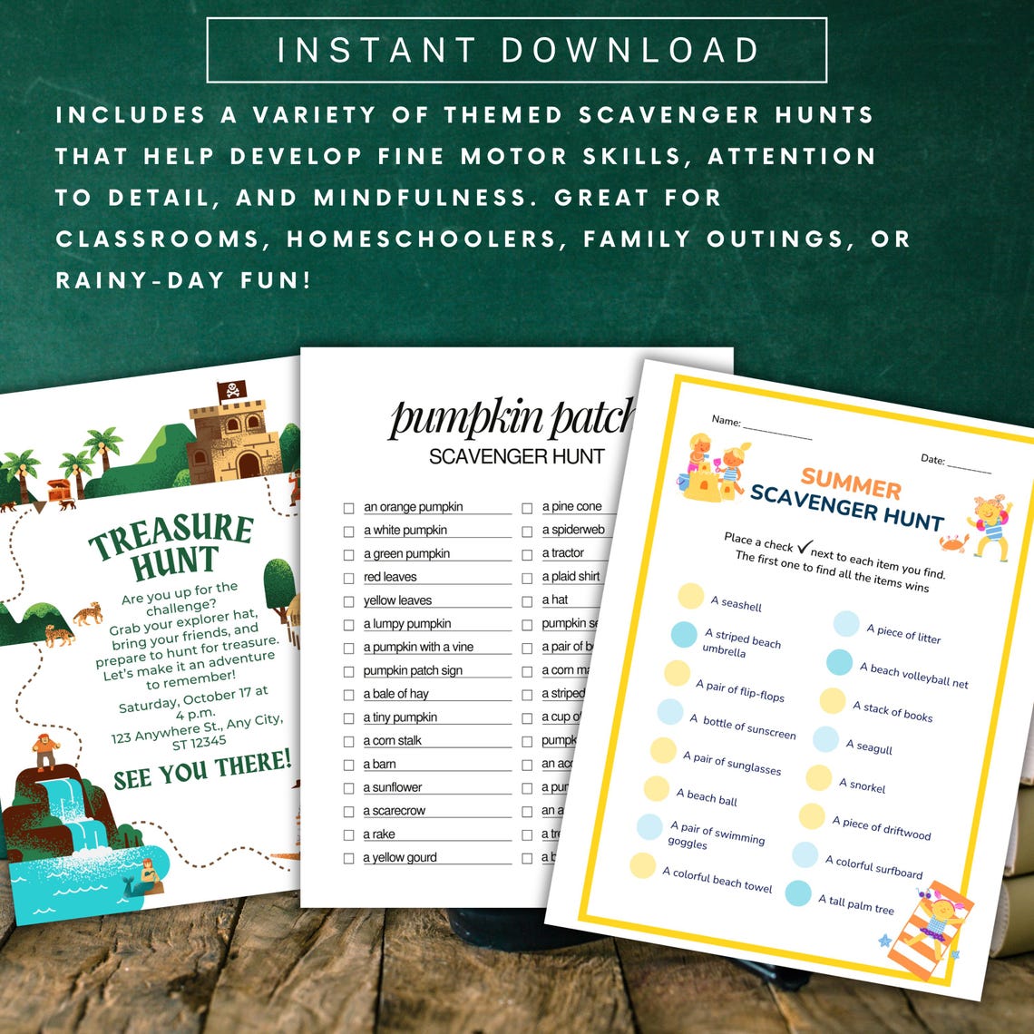 Kids Scavenger Hunt PDF | 30 Printable Outdoor, Indoor & Classroom ...