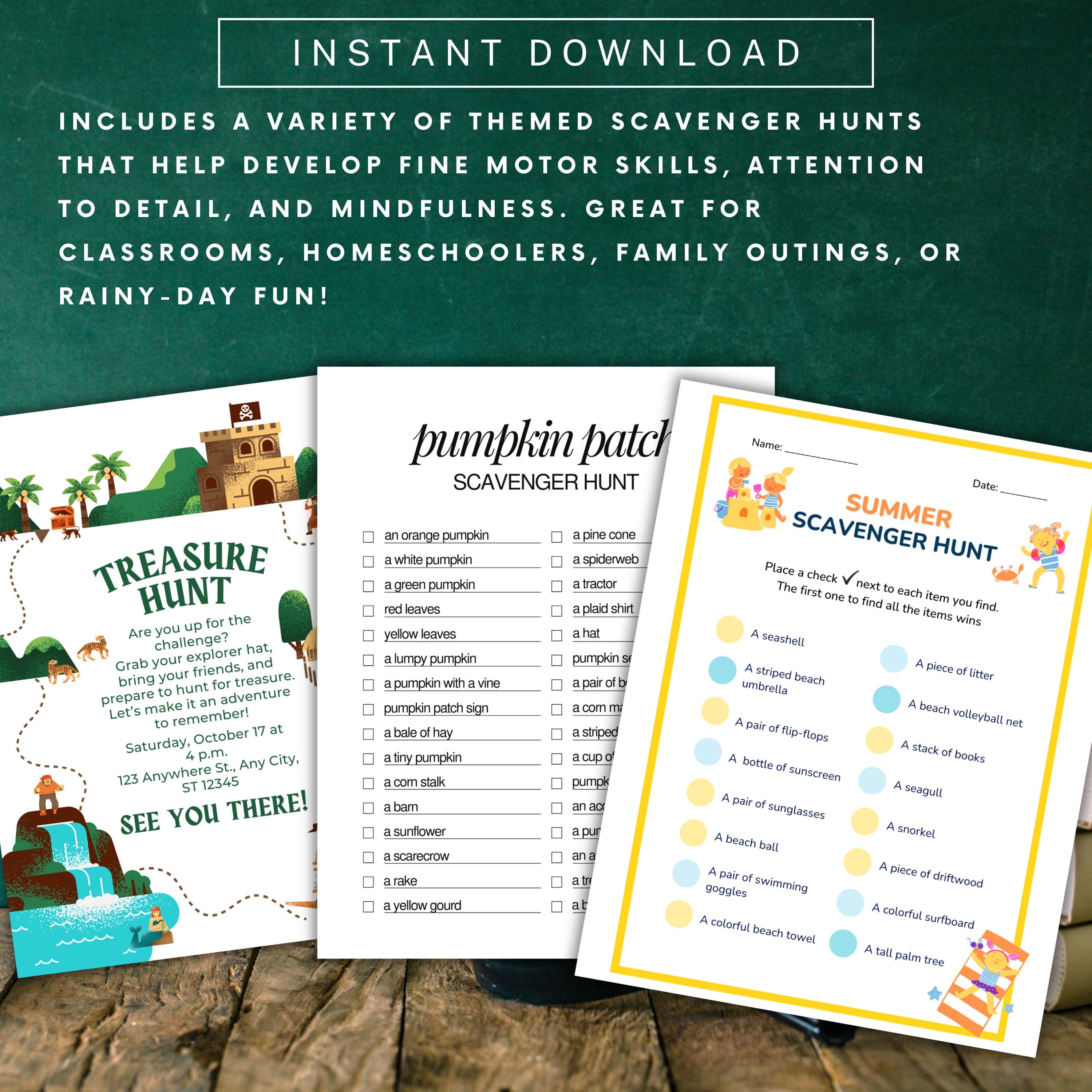 Kids Scavenger Hunt PDF | 30 Printable Outdoor, Indoor & Classroom ...